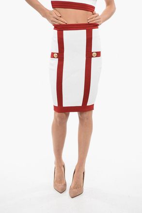 Balmain Knit Midi Skirt with Logo Buttons Balmain