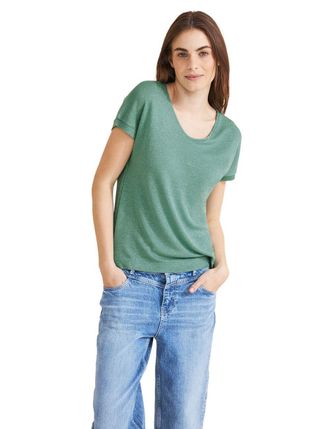 Street One Damen Gl&auml;nzendes Kurzarmshirt cloudy aqua 40