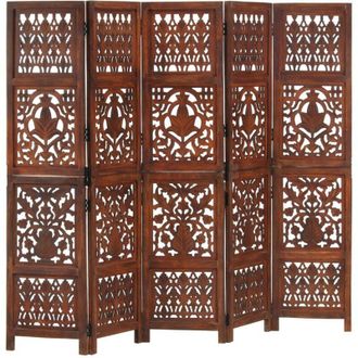 vidaXL Cloison de s&eacute;paration 5 panneaux Marron 200x165cm Bois manguier vidaXL