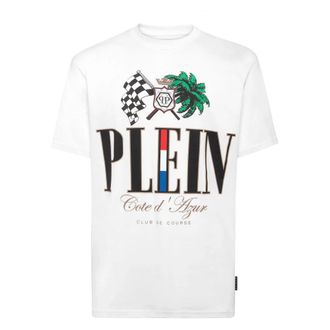 Philipp Plein T-shirt Round Neck SS Cote D Azur Plam - - Tops - Herren - Wei&szlig; - L