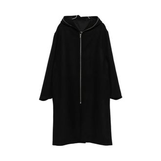 Rick Owens Homme, Manteaux, Noir, Taille: L Manteau Noir Classique à Capuche Manches Longues