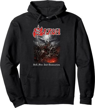 Saxon Offiziell Saxon Hell Fire Heavy Metal Band Pullover Hoodie