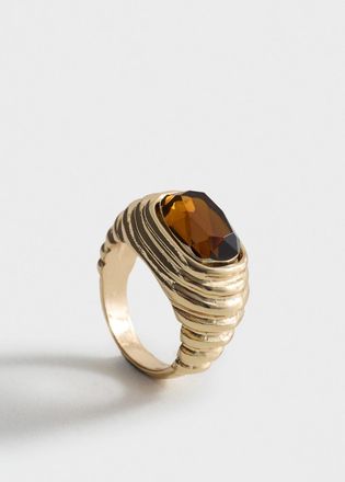 Mango Ring mit kombiniertem Relief aus Kunstharz gold - Damen - M - MANGO
