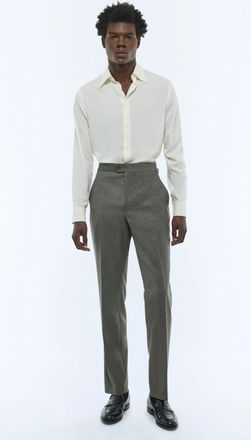 Fursac Pantalon ajust&eacute; en flanelle de laine - Taille 46 - Homme