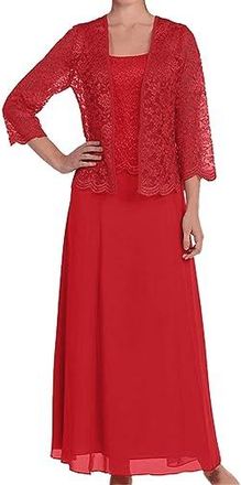 ORANDESIGNE Ensemble Femme Chic et Elegant Soiree Robe de Ceremonie Longue Mariage et Bolero Dentelle Cardigan Costume Tailleur 2 Pieces Tulle Décontracté Tenue C