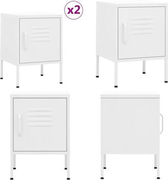vidaXL Nachttische 2 Stk. Wei&szlig; 35x35x51 cm Stahl - Nachttisch - Schreibtisch - Wohnzimmer Dekoration - Wei&szlig;er Nachttisch - Stahl Nachttisch - Home & Living