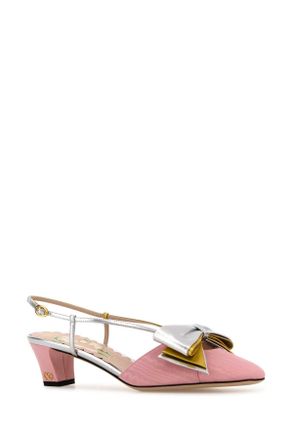 Valentino Garavani Womens Pink Fabric Bowow Pumps Bubblesilveroldgold Scarpe Con Tacco High Heel Shoes