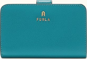 Furla Camelia Kompaktes Portemonnaie M Amatore Blue Strukturiertes Leder Damen