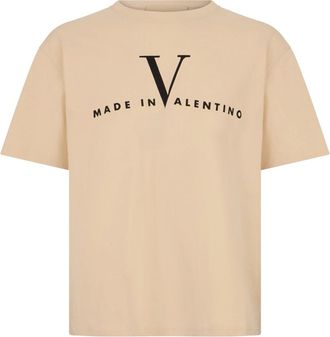 Valentino Garavani Homme, Tops, Beige, Taille: XL T-shirt en coton avec logo