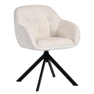 Duhome Fauteuil Lounge avec Accoudoirs Fauteuil de Coiffeuse en Tissu Chenille Chaise de Salle &agrave; Manger Si&egrave;ge Pivotant &agrave; 360&deg;, Beige