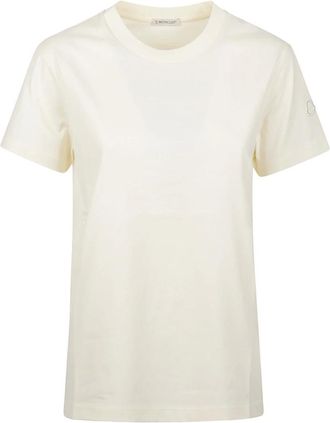 Moncler Femme, Tops, Blanc, Taille: 42 FR Embroidery Logo T-Shirt
