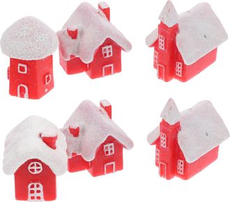 Yardwe 6 St&uuml;ck Miniatur Weihnachtshaus Deko Aus Widerstandsf&auml;higem Harz Kompakte Schneelandschaft F&uuml;r Wohnraum Tischdekoration Weihnachten