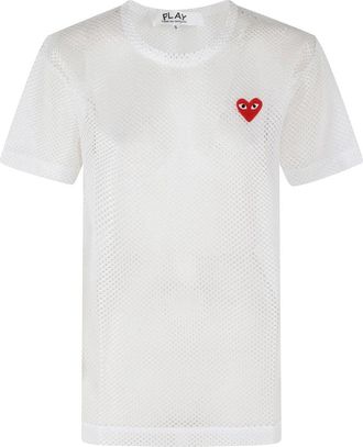 Comme Des Gar&ccedil;ons Femme, Tops, Blanc, Taille: 38 FR Mesh T-shirt Red Emblem