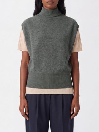 Semicouture &Auml;rmelloses Slim-Fit-Top mit Stehkragen aus Woll-Kaschmir-Mischung