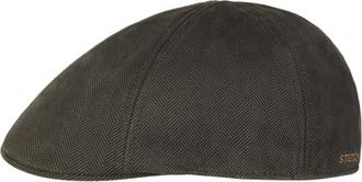 Stetson Herringbone Duck Flatcap Schirmmütze Schiebermütze Herren - mit Schirm, Futter Herbst-Winter - XL (60-61 cm) braun-oliv