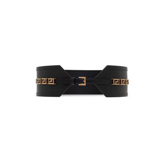 Versace Femme, Accessoires, Noir, Taille: 65 CM Ceinture en cuir pour la taille