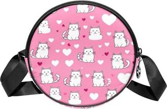 Generic Sac &agrave; bandouli&egrave;re rond pour femme, petit sac &agrave; bandouli&egrave;re avec fermeture &eacute;clair, bretelles r&eacute;glables, sac &agrave; main rond d&eacute;contract&eacute; pour femmes et fill