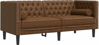 vidaXL Chesterfield-Sofa 2-Sitzer Braun Kunstleder in Wildleder-Optik vidaXL