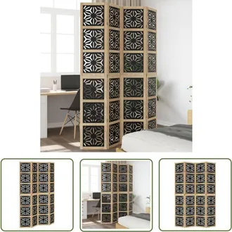 vidaXL The Living Store - Cloison de s&eacute;paration 4 panneaux marron noir paulownia massif - S&eacute;parateur De Pi&egrave;ce - &Eacute;cran Dintimit&eacute; - Cloison Pliable - Meuble