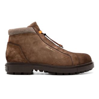 Santoni Homme, Chaussures, Brun, Taille: 40 1/2 EU Bottines Cheville en Daim Marron