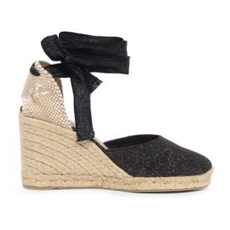 Castaner Schwarze und goldfarbene Espadrille-Sandaletten mit Keilabsatz - - Shoes - Damen - Schwarzk - 40 EU
