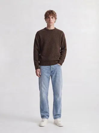 Jack & Jones Rundhalspullover JJESOHO OLLIE KNIT CREW NECK SN Materialmix, relaxed fit
