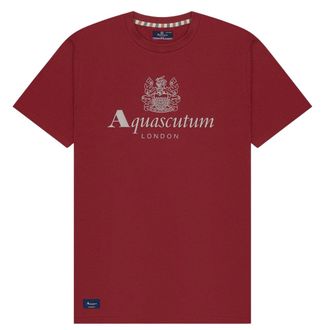 Aquascutum Active Beach Basic Big Logo Bordeaux Burgundy T-shirt