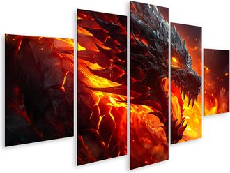 Islandburner Bild auf Leinwand Drache spuckt Feuer Bilder Wandbilder Poster JEPW-MFP