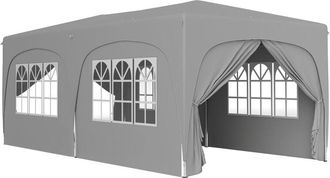 OUTSUNNY Tonnelle barnum pop up automatique 3x6 m - hauteur r&eacute;glable - sac de transport, 6 sacs &agrave; lester inclus - sable