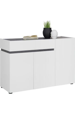 Voleo Sideboard, Anthrazit, Wei&szlig;, Holzwerkstoff, 2 F&auml;cher, 1 Schublade(n) Schubladen, 120.2x80.1x42.6 cm, erweiterbar, Typenauswahl, Beim&ouml;bel erh&auml;ltlich, st