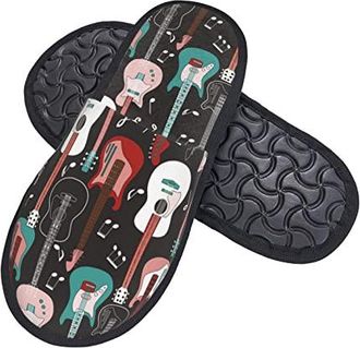 Generic Chaussons Guitares Rock And Roll Légers Pantoufles Avec Semelle Caoutchouc Slippers Pour DIntérieur Unisex Hôtels L