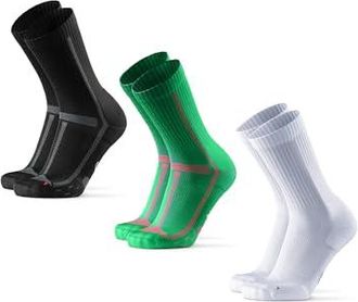Danish Endurance Chaussettes Hautes de Running Longue Distance, Confort sans Frottement, Course et Trail, Homme Femme, Lot de 3 ou 5, Multicolore (1 Noir/Gris, 1 Vert,