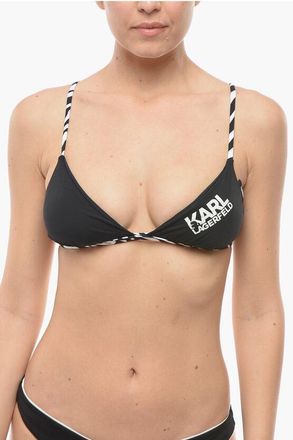 Karl Lagerfeld Triangle Bikini Top with Animal Motif Details size Xs