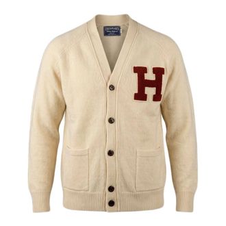 CHESAPEAKE'S Homme, Pulls, Beige, Taille: S Ivy Varsity Wool Cardigan Harvard