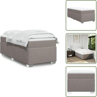 vidaXL Boxspringbett mit Matratze Taupe 100x200 cm Stoff - Boxspringbett - Doppelbett - Bettauflage - Matratze - Polsterbett