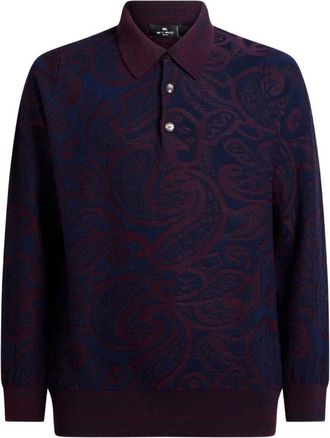 Etro Homme, Tops, Violet, Taille: XL Polo en Laine Tricotée