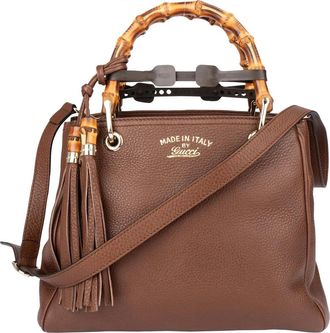 Gucci Crossbody Bags - Gucci Brown Leather Bamboo Handbag - Gr. unisize - in Bunt - f&uuml;r Damen