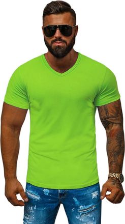 OZONEE Herren T-Shirt T Shirt Tshirt Kurzarm Kurzarmshirt Tee Top Sport Sportswear Rundhals U-Neck Rundhalsausschnitt Unifarbe Basic Einfarbig JS/712007 HELL