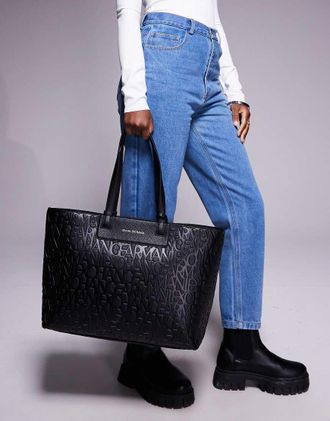 A|X Armani Exchange Sac &agrave; main motif logo - Noir