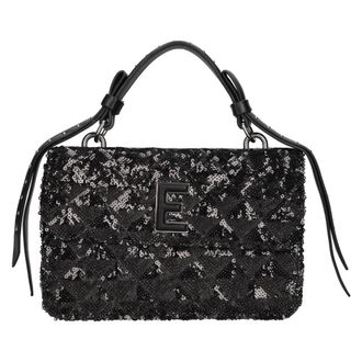 Ermanno Scervino Kunstleder- und Pailletten-Tasche mit &Uuml;berschlag - - Bags - Damen - Schwarzk - ONE SIZE