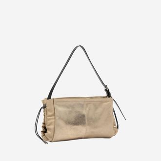 Maison Margiela Womens Leather Drawstring Shoulder Bag Gold