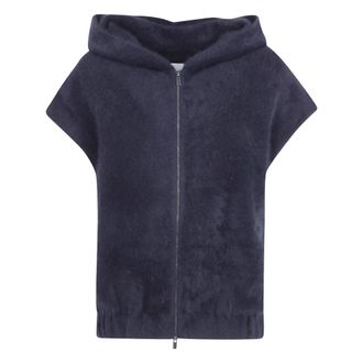 C.T. Plage &Auml;rmellose Kapuzenstrickjacke - - Jackets - Damen - Blau - XS