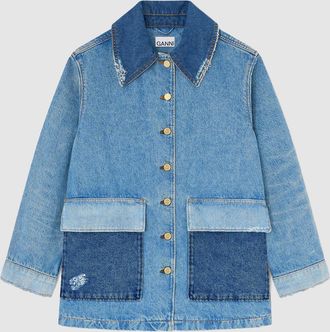 Ganni Veste Patchwork Denim Mid Blue Vintage