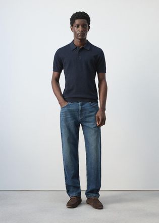 Mango Pull en maille fine microstructure bleu marine - Homme - XXL - MANGO MAN