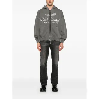Cole Buxton Faded Cotton Hooded Sweatshirt - Gray