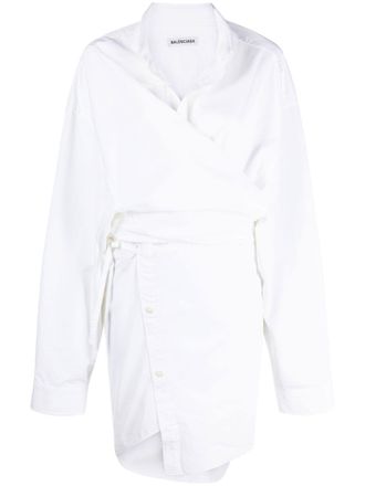 Balenciaga robe-chemise &agrave; design cache-coeur - Blanc