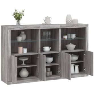 vidaXL Vidaxl - Buffet avec lumières led sonoma gris 162x37x100 cm