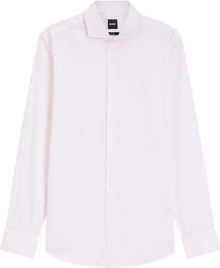 HUGO BOSS Chemise droite &agrave; rayures en coton m&eacute;lang&eacute;