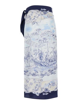 Ferragamo Silk Wraparound Skirt - Blue