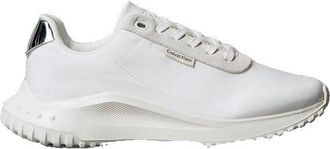 Calvin Klein Damen Eva Runner Lace Up Mat Mix Yw0Yw02016 Low Top, White (Bright White/Marshmellow/Silver), 37 EU